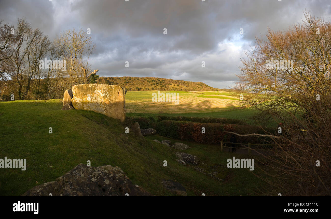 Panorama of Coldrum Neolithic Chambered Long Barrow near Trottiscliffe ...