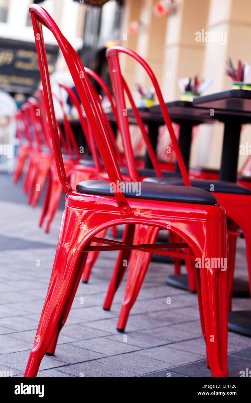 Red chairs at a Cafe in London Stock Photo - Alamy