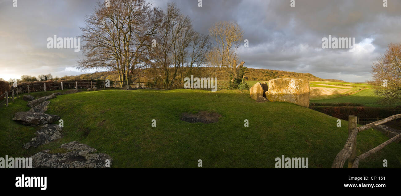 Panorama of Coldrum Neolithic Chambered Long Barrow near Trottiscliffe ...