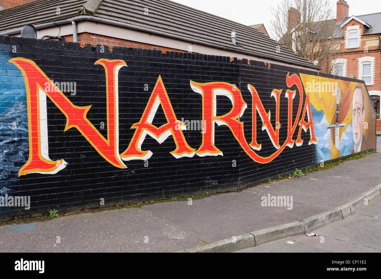 CS Lewis mural in East Belfast commemorating his Narnia Series Stock ...