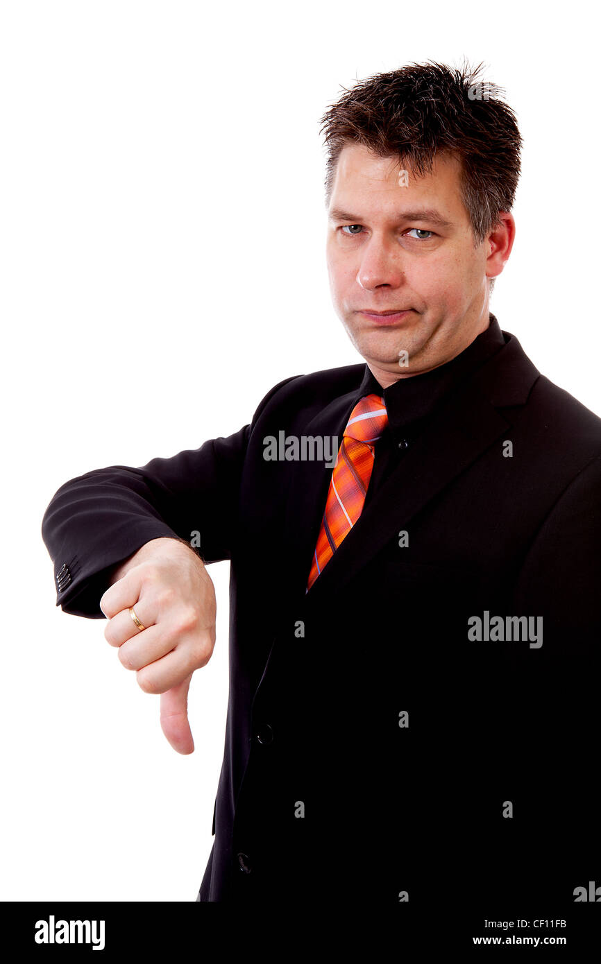 businessman with thumbs down isolated on white background Stock Photo ...