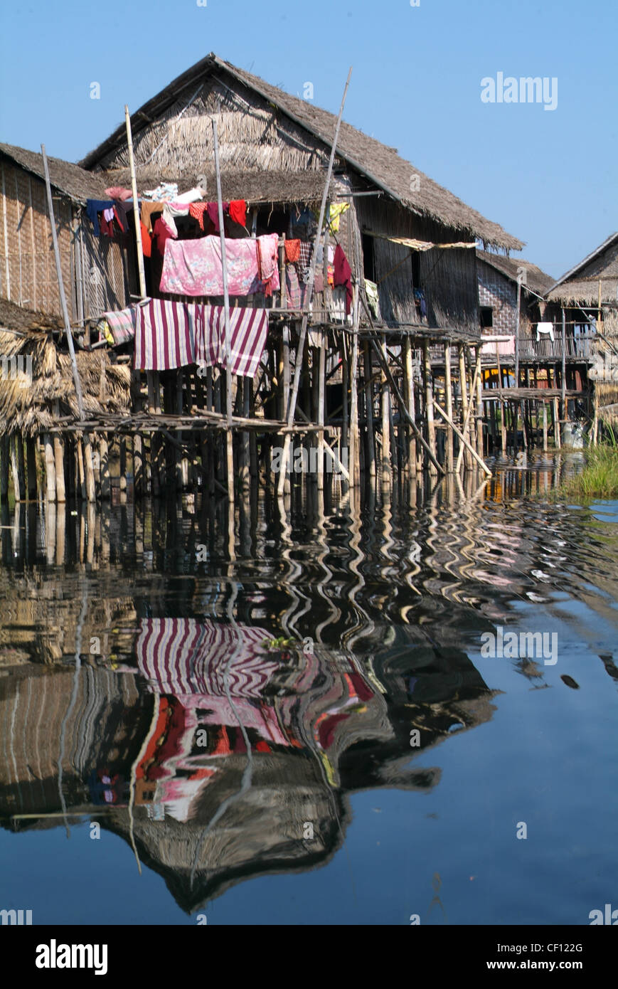 houses on stilts at Inle lake, Myanmar Stock Photo - Alamy