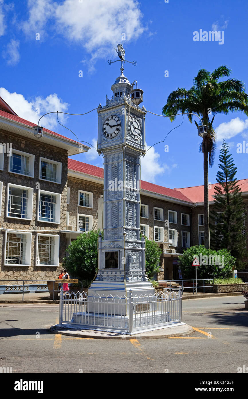 Official Clock Tower, the centre of Victoria town, Mahe, Seychelles ...
