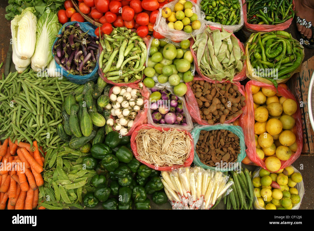 Vegetables on the market of Yangon, Myanmar Stock Photo - Alamy