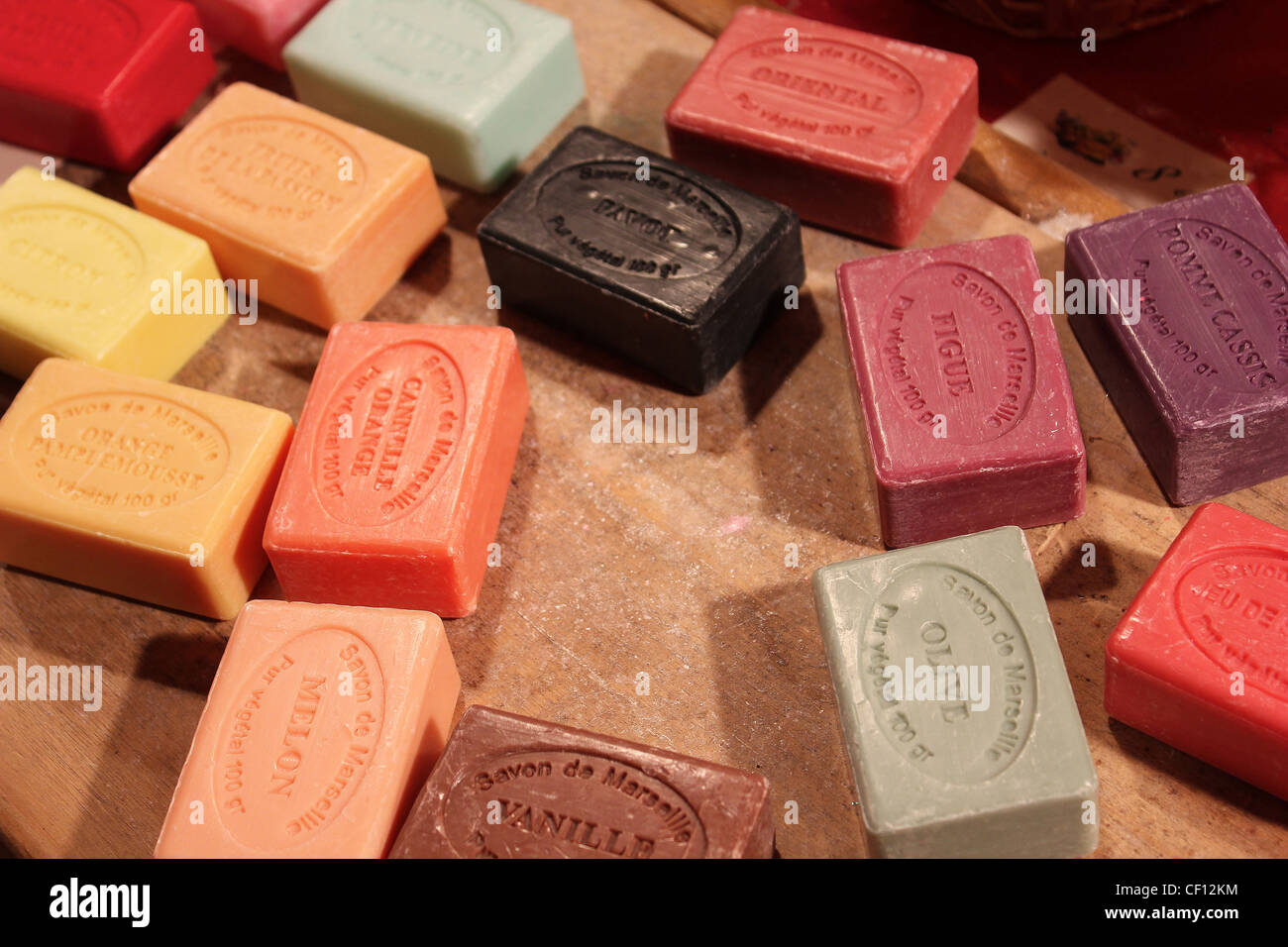 Savon de Marseille - Locally produced soap on display at a Christmas ...