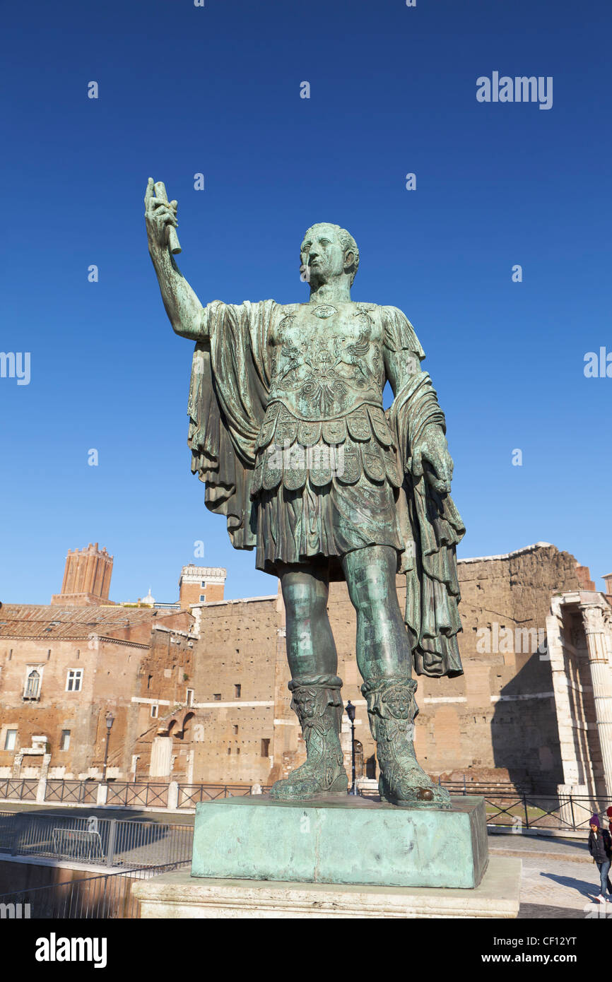 Bronze statue of the Roman emperor Nerva in via dei fori imperiali in ...