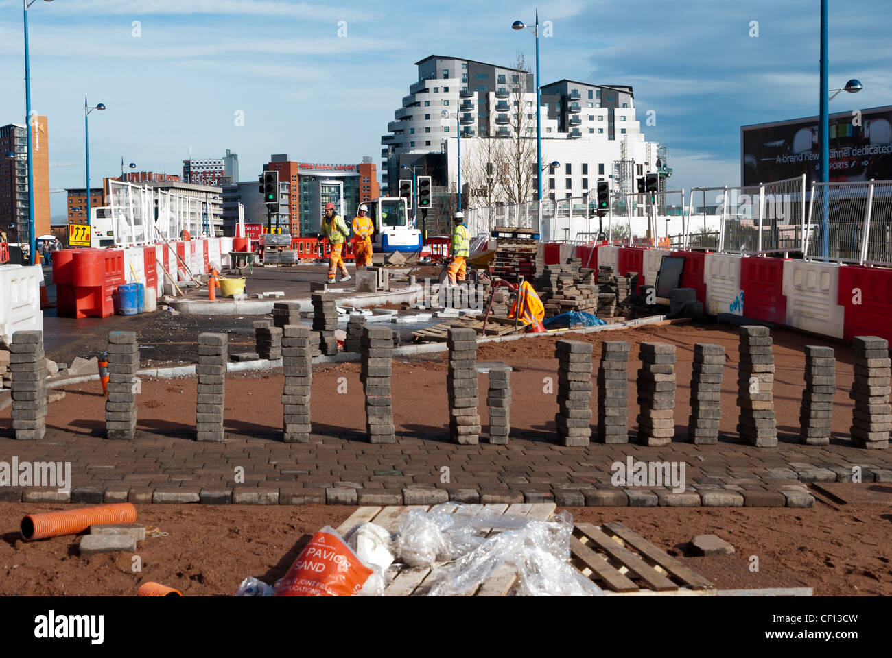 Major roadworks in Moor Street in the centre of Birmingham Stock Photo ...