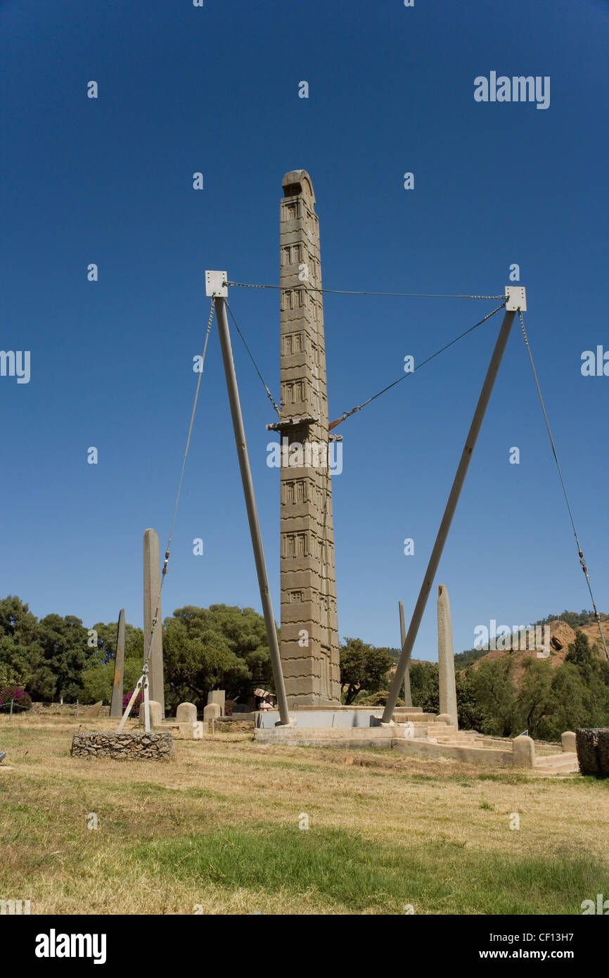 Stelae in the Northern Stelae field at Axum or Aksum in Ethiopia Stock ...
