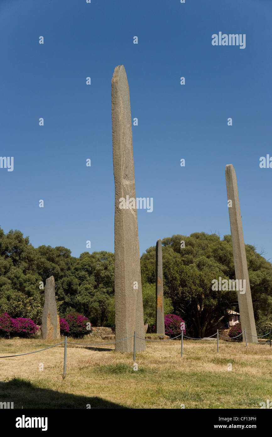 Stelae in the Northern Stelae field at Axum or Aksum in Ethiopia Stock ...