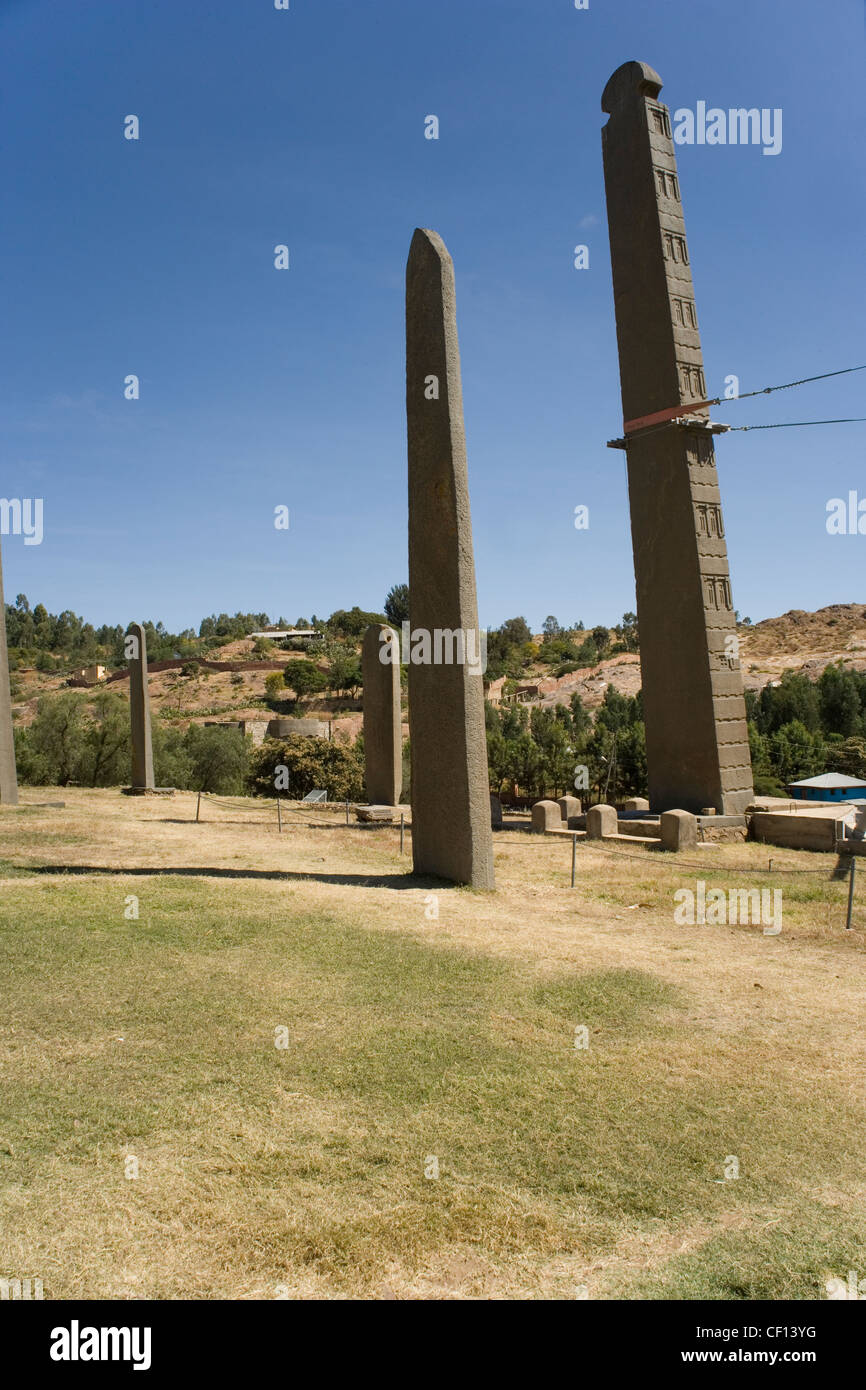 Stelae in the Northern Stelae field at Axum or Aksum in Ethiopia Stock ...