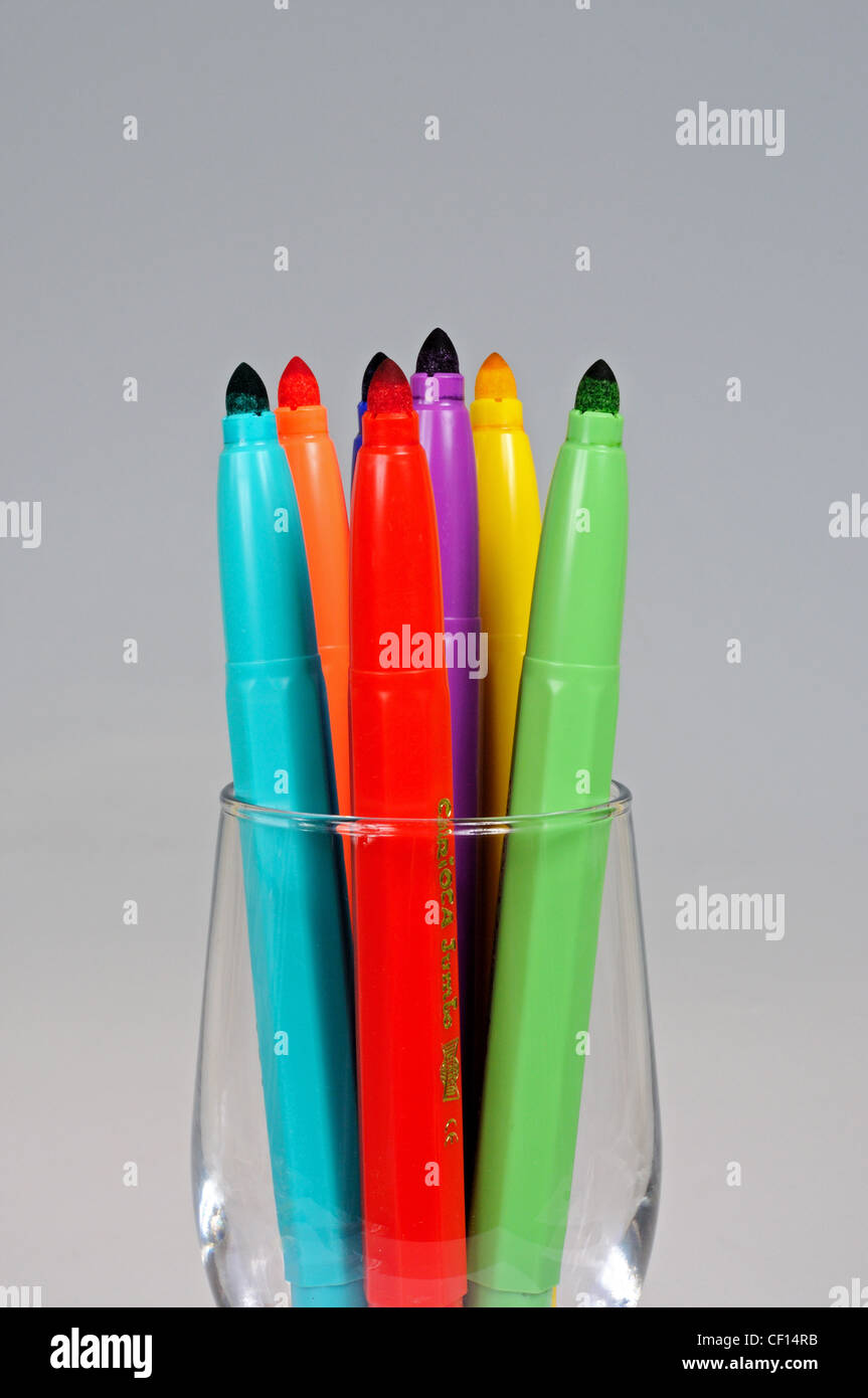 Coloured felt tipped pens, England, UK, Western Europe Stock Photo - Alamy