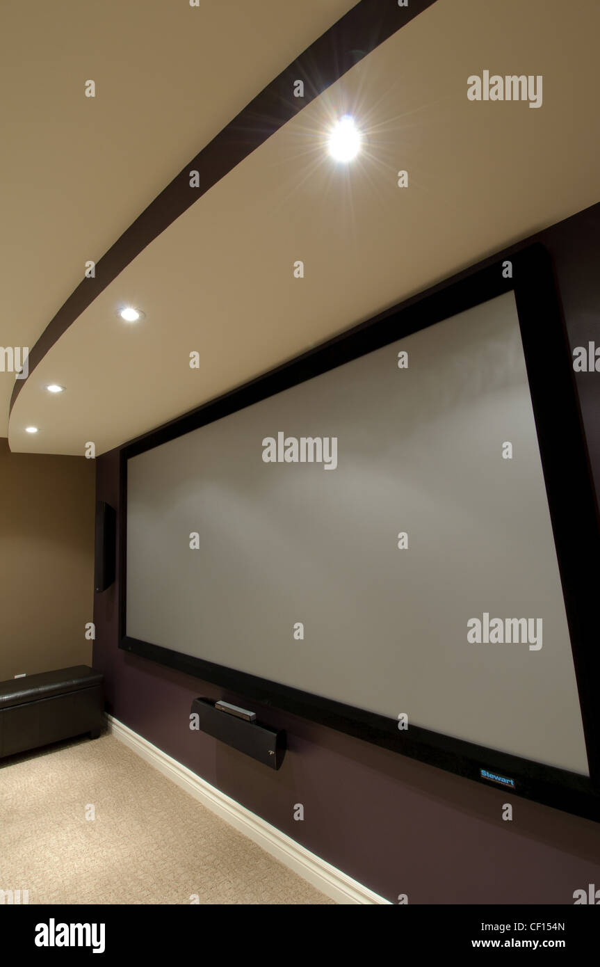 Television screen in the basement of a luxury residential home Stock ...