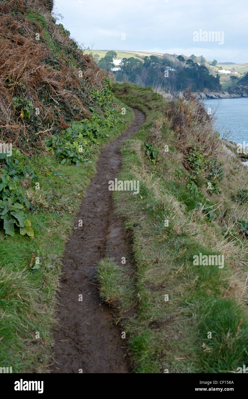 Exploring an empty single track muddy coastal path near Dartmouth ...