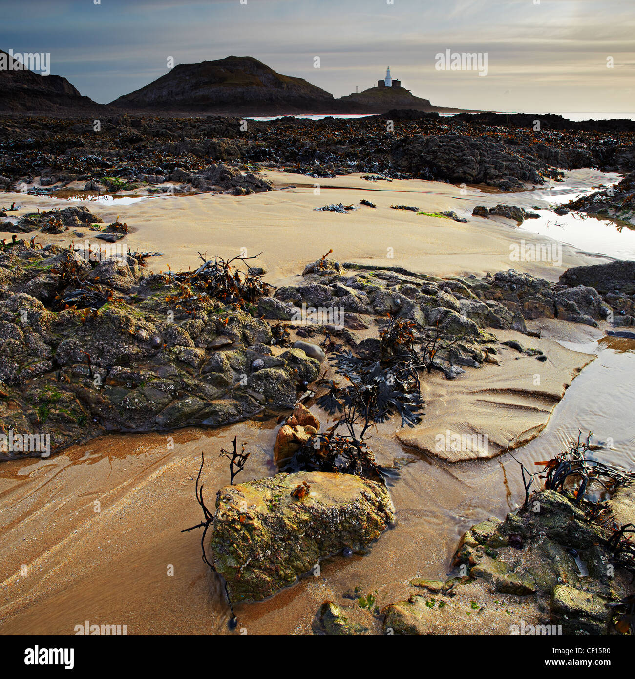 Mumbles Lighthouse and Bracelet Bay, Gower, Wales Stock Photo - Alamy