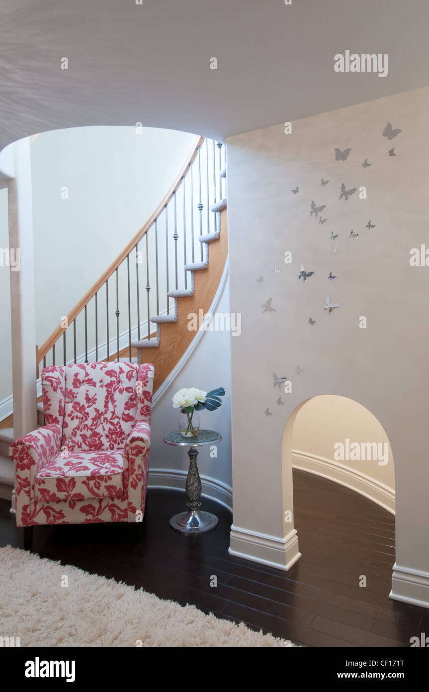 Basement with child's cubby hole in a luxury residential home Stock ...