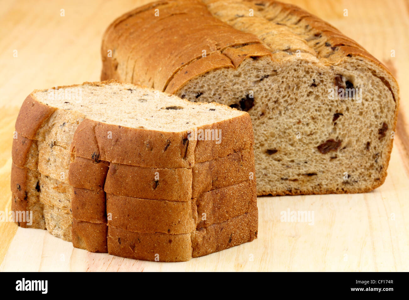 fresh baked wholegrain whole wheat raisins and nuts bread with lots of ...