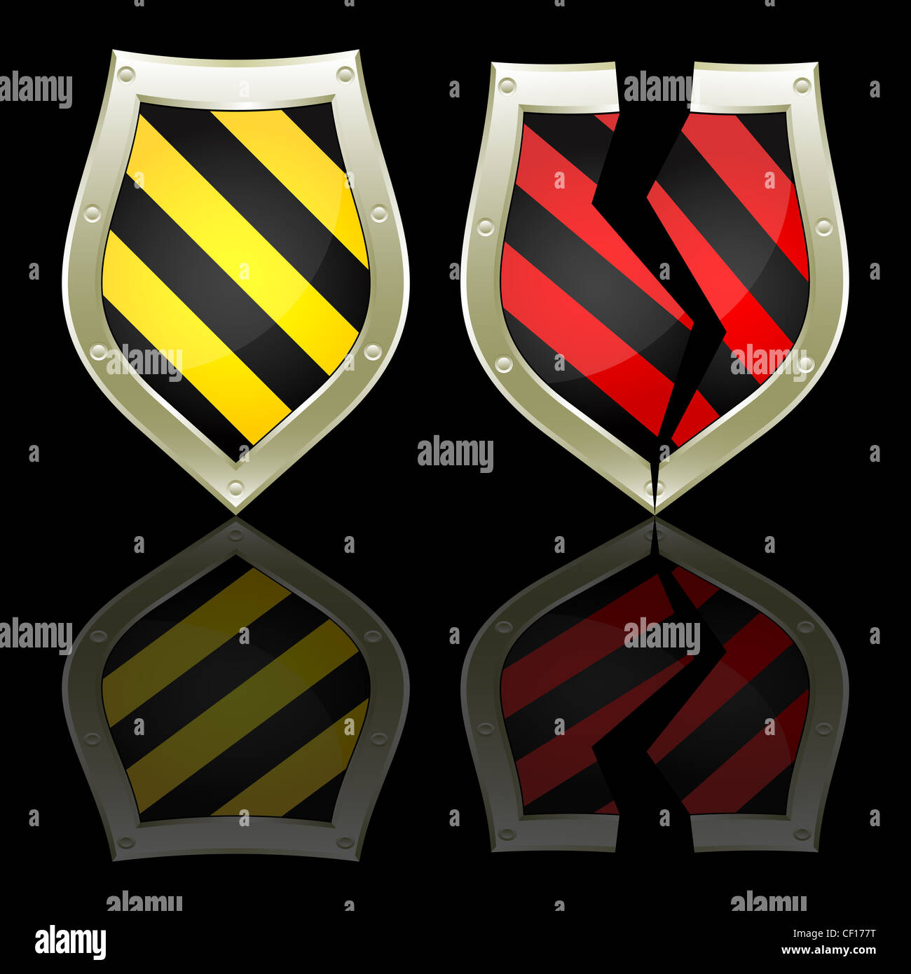 Two shields on a black background Stock Photo - Alamy