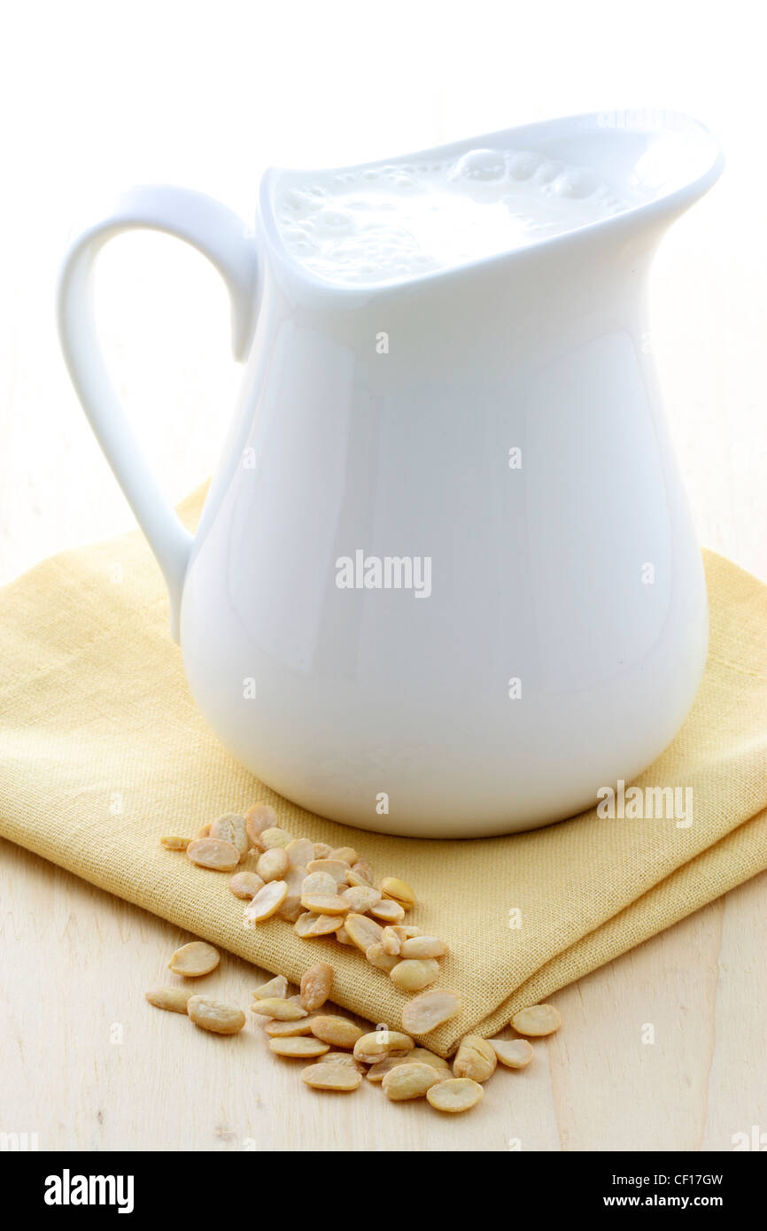 fresh and healthy soy milk jar made with organic soybeans Stock Photo ...
