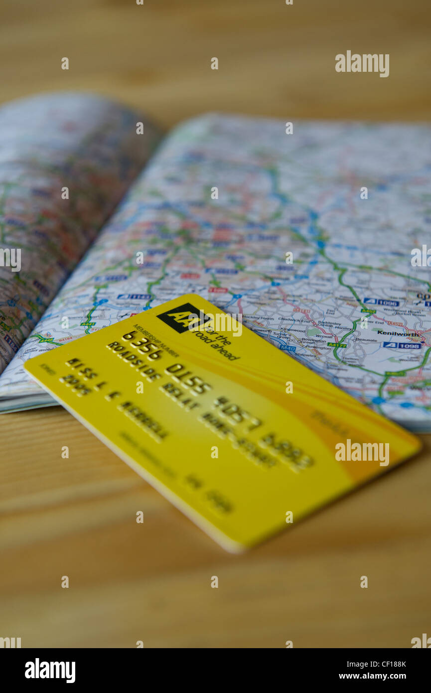 AA membership card and road map Stock Photo - Alamy