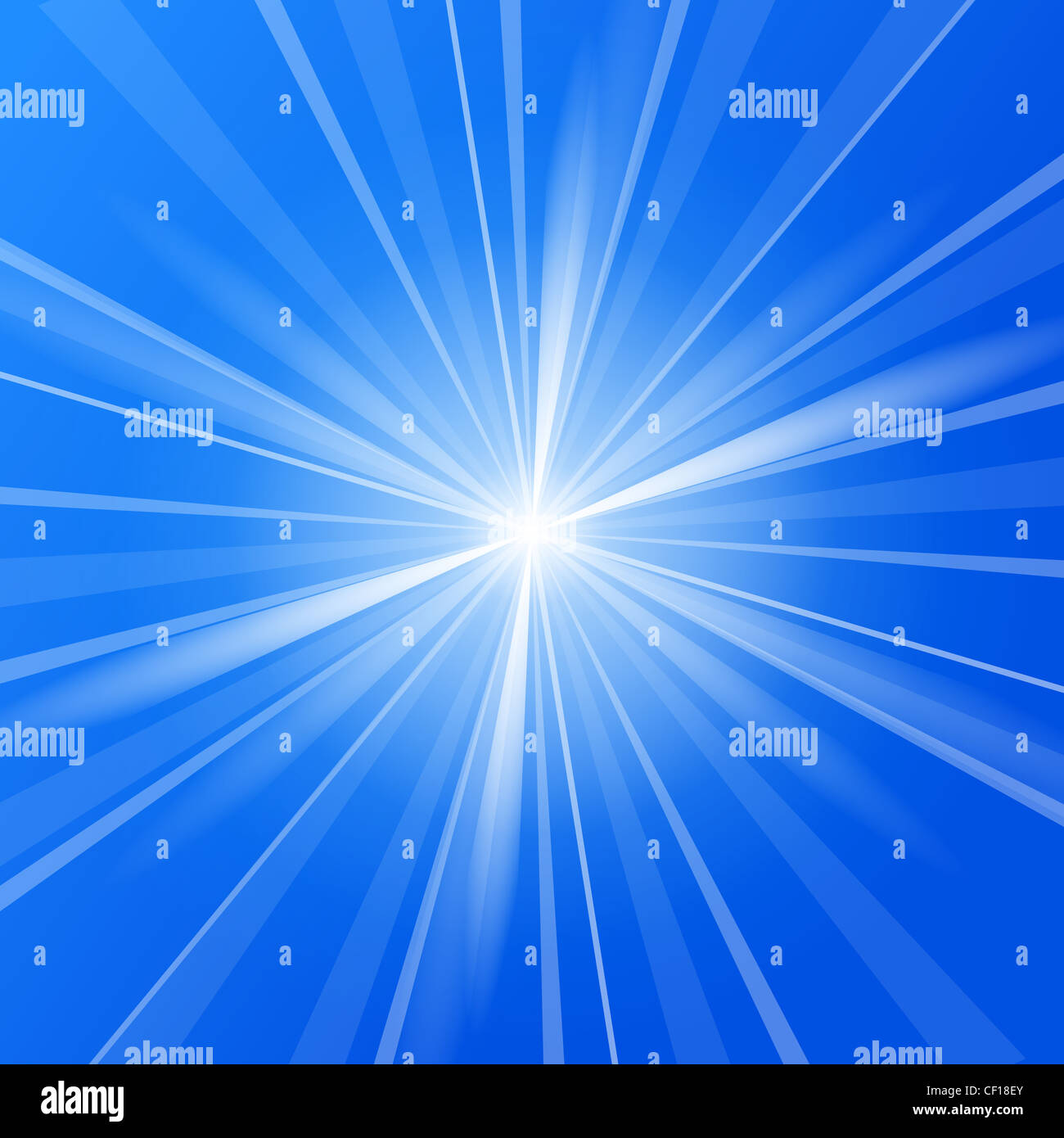 Blue Sunshine - Bright Sunlight Rays in the center of blue background ...