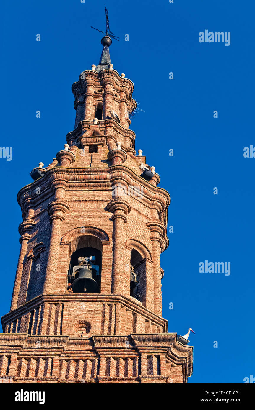 Mudejar church tower "Virgen de la Asunción" in the village of Igea, La ...