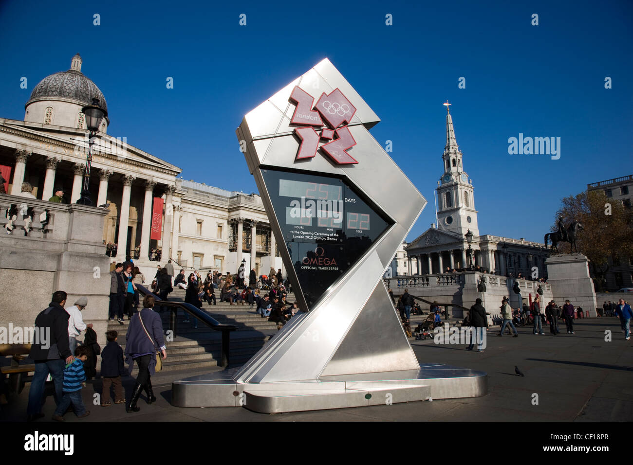 The Olympic countdown clock in Trafalgar Square, London Stock Photo - Alamy