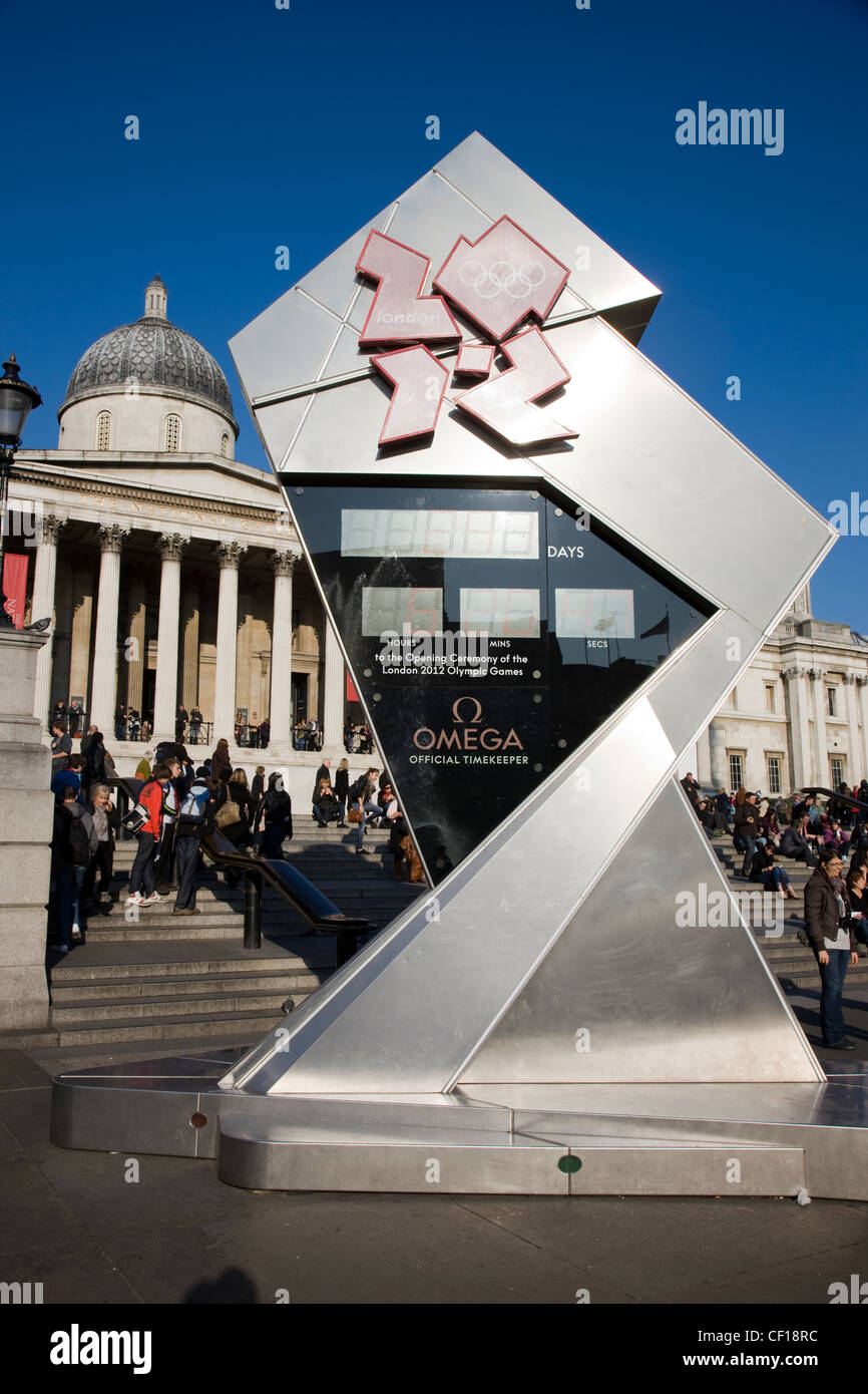The Olympic countdown clock in Trafalgar Square, London Stock Photo - Alamy