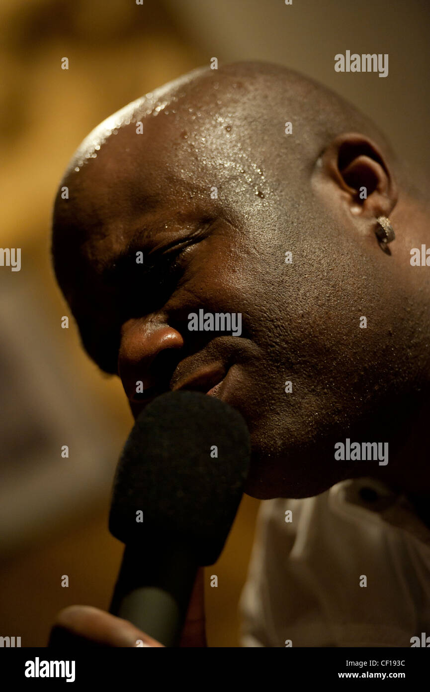 African male giving a live soul singing performance Stock Photo - Alamy