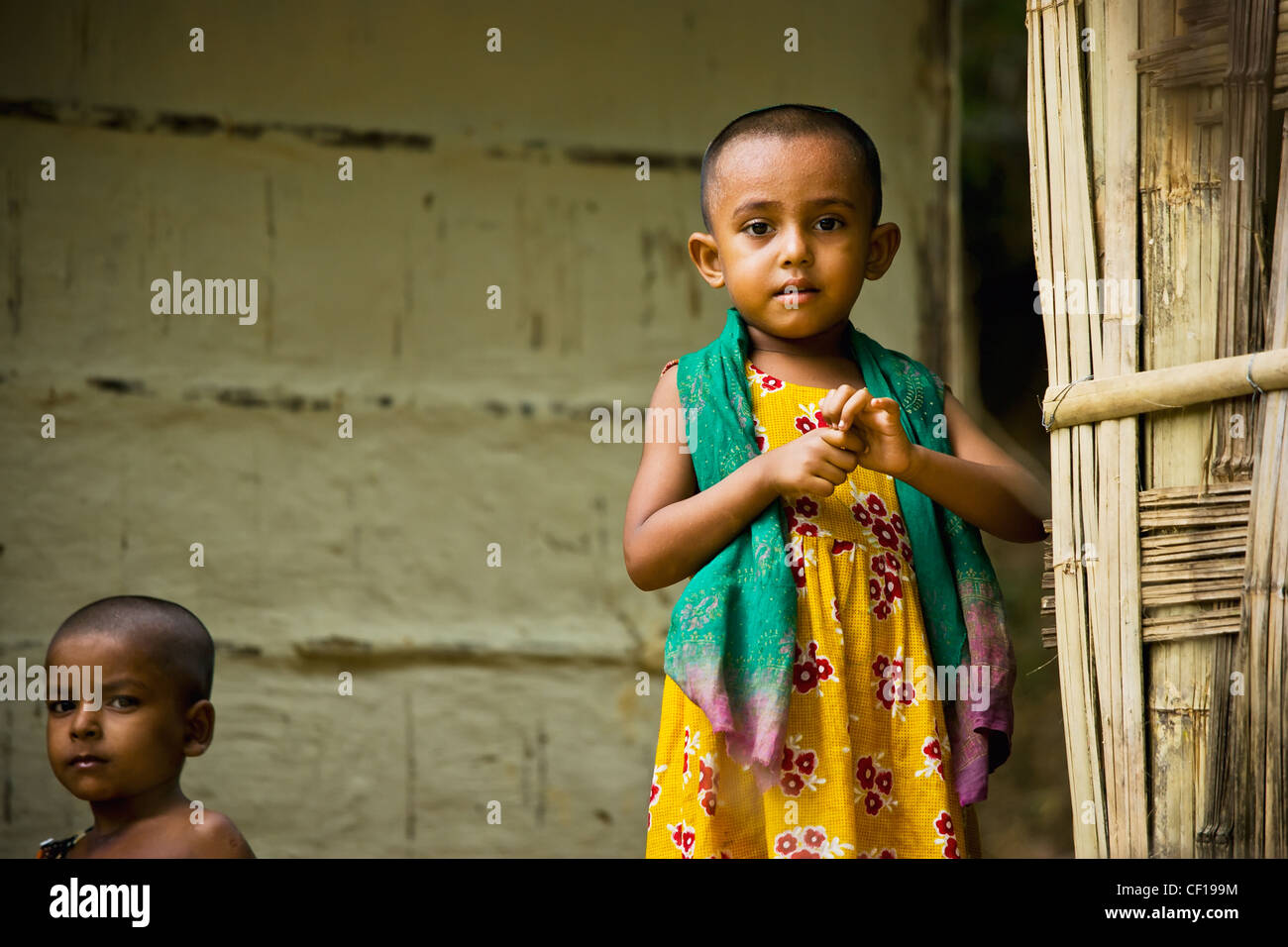 A Young Brother And Sister In A Rural Village Sylhet Bangladesh Stock