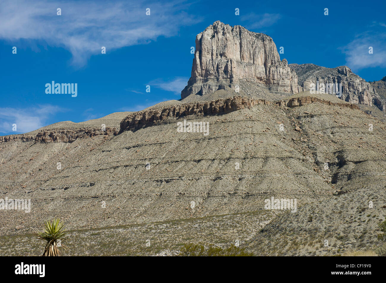 massive limestone formation of El Capitan in Guadalupe Mountains ...