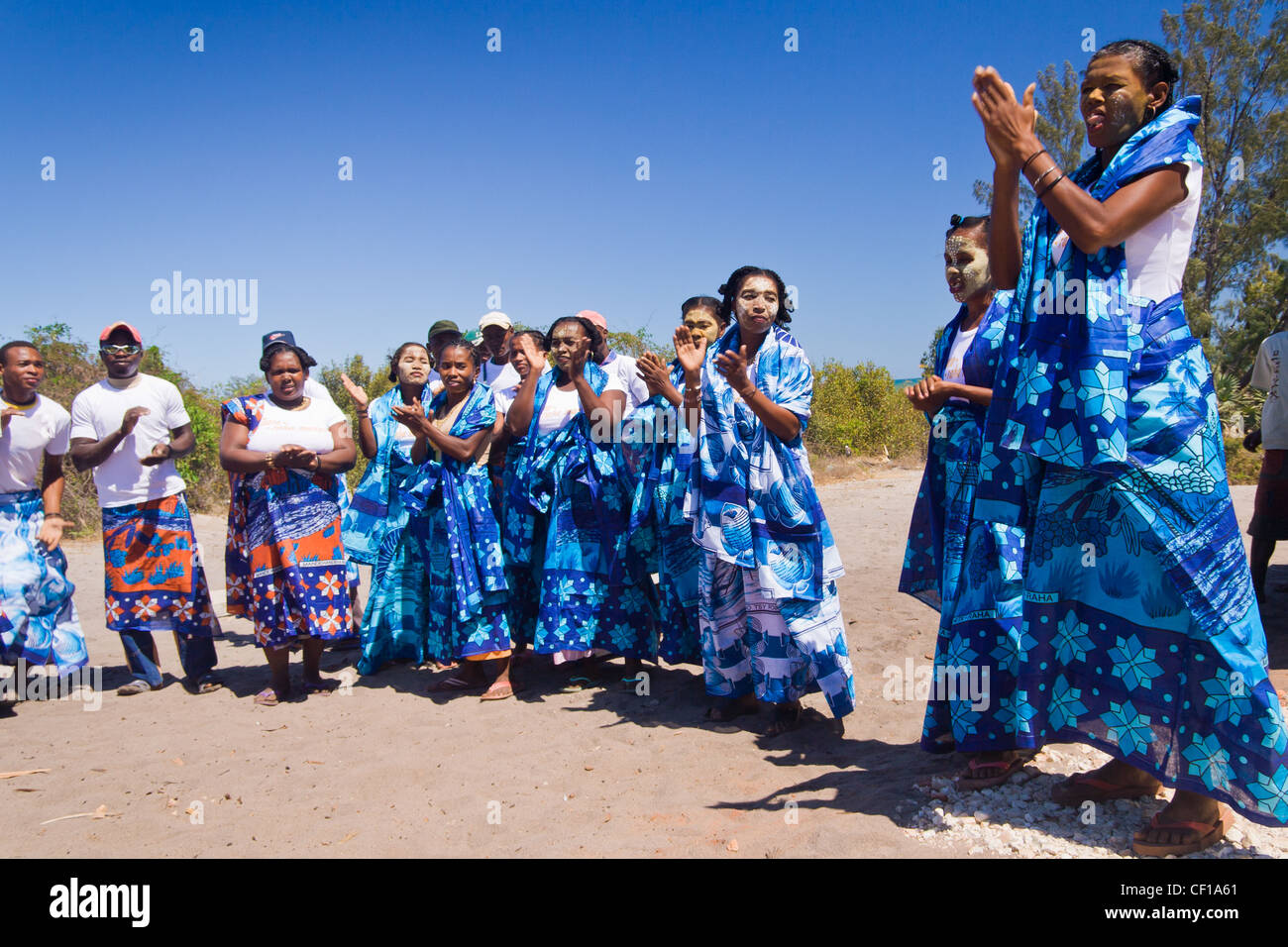 Sakalava people celebrating a traditional festival at Antsanitia ...