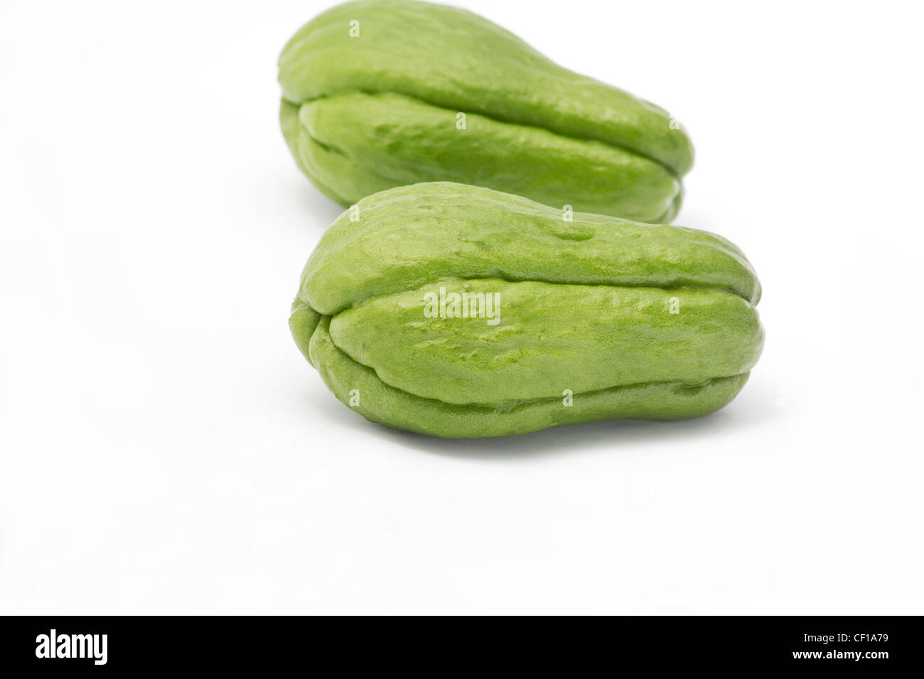 Chayote (Sechium edule) on white background Stock Photo - Alamy