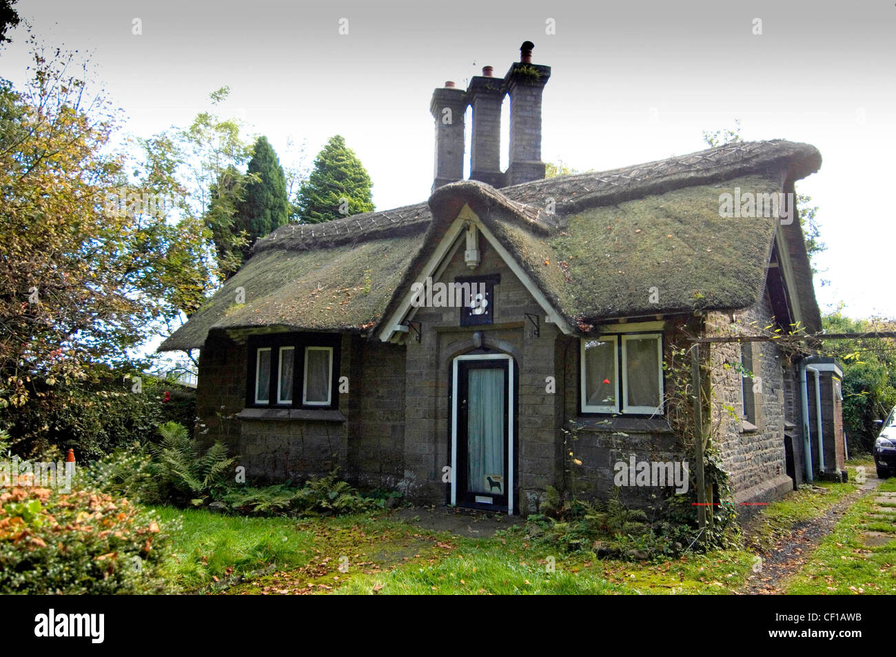 Old thatched cottage in the grounds of Singleton Park, Swansea Stock ...