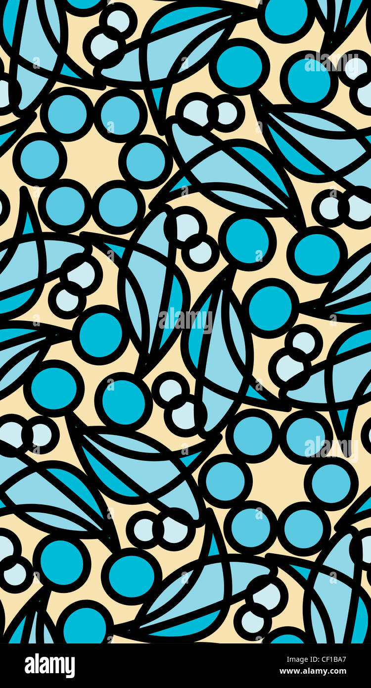 Seamless wallpaper pattern of blue shells and circles Stock Photo - Alamy