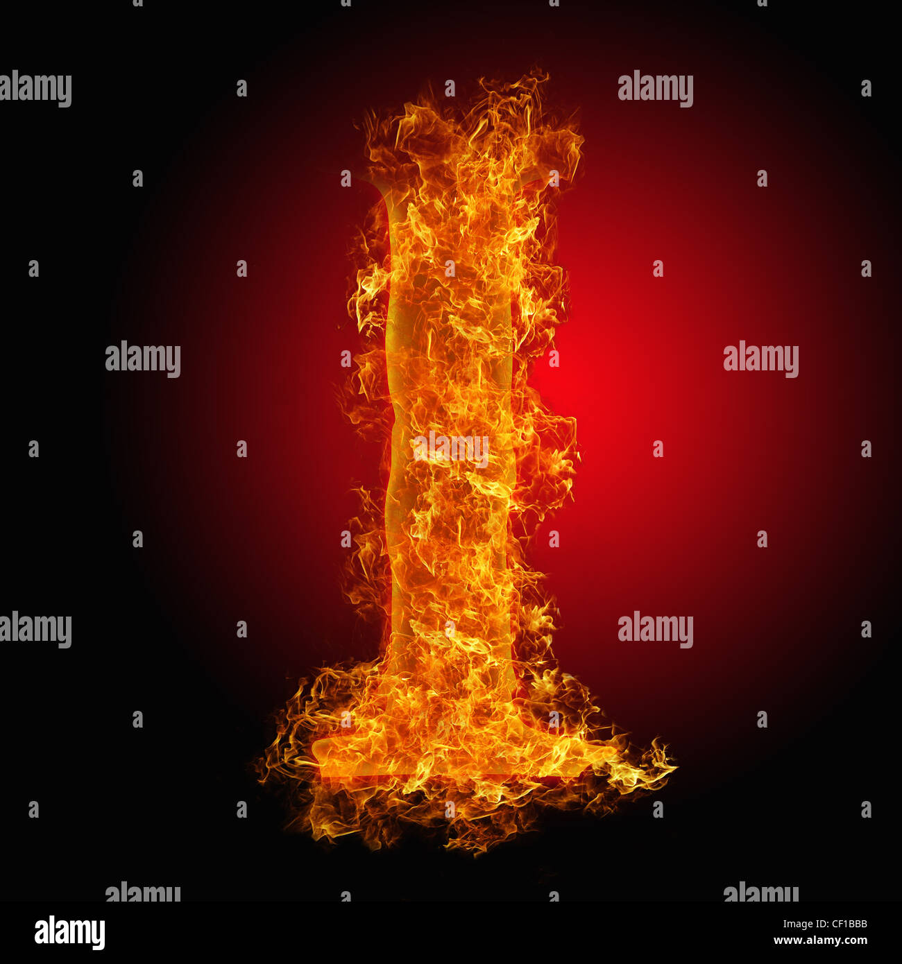 Fire letter I on a black background Stock Photo - Alamy