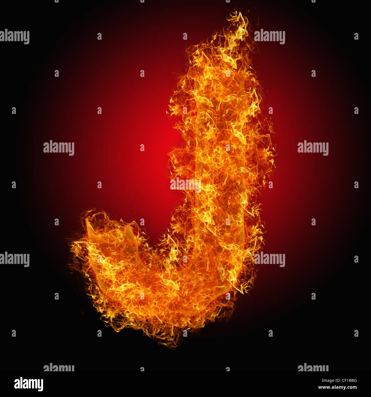 Fire letter J on a black background Stock Photo - Alamy