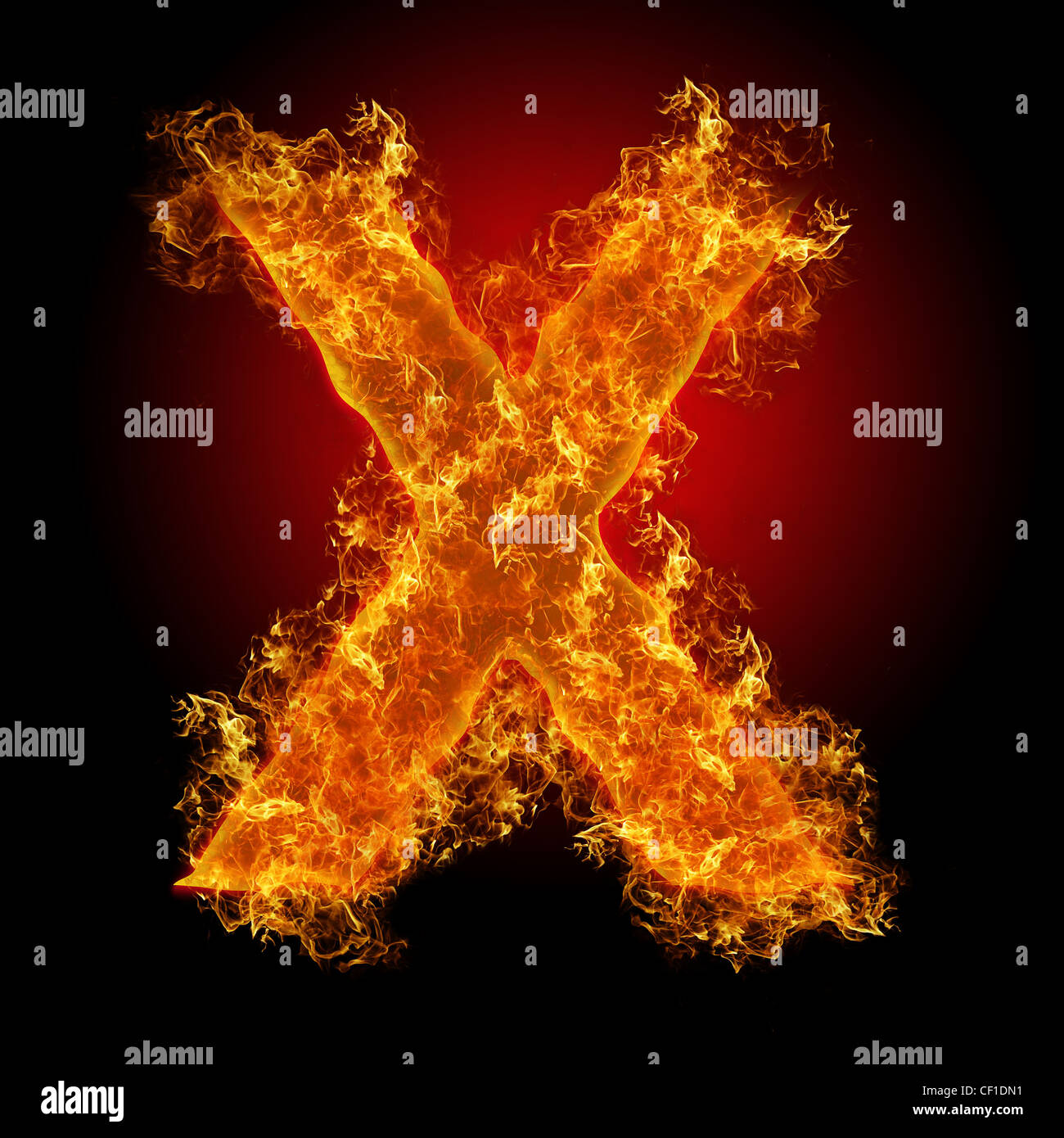 Fire letter X on a black background Stock Photo - Alamy