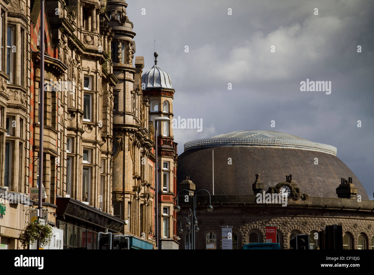 Victorian buildings in Duncan Street, and The Corn Exchange, Leeds city ...