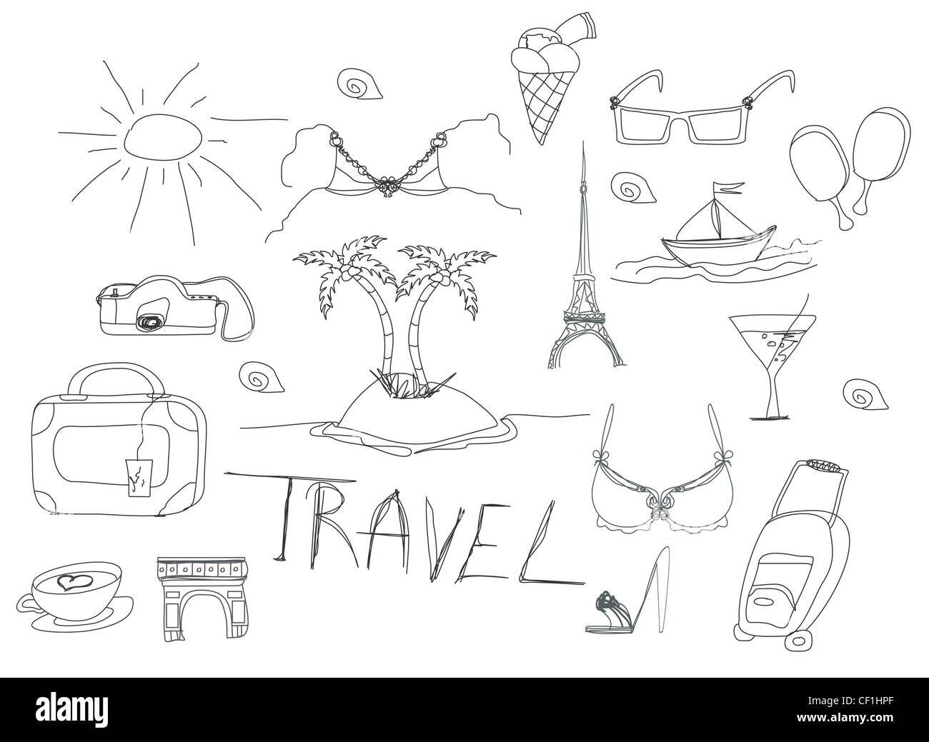 Hand drawn travel doodles. Vector illustration Stock Photo - Alamy