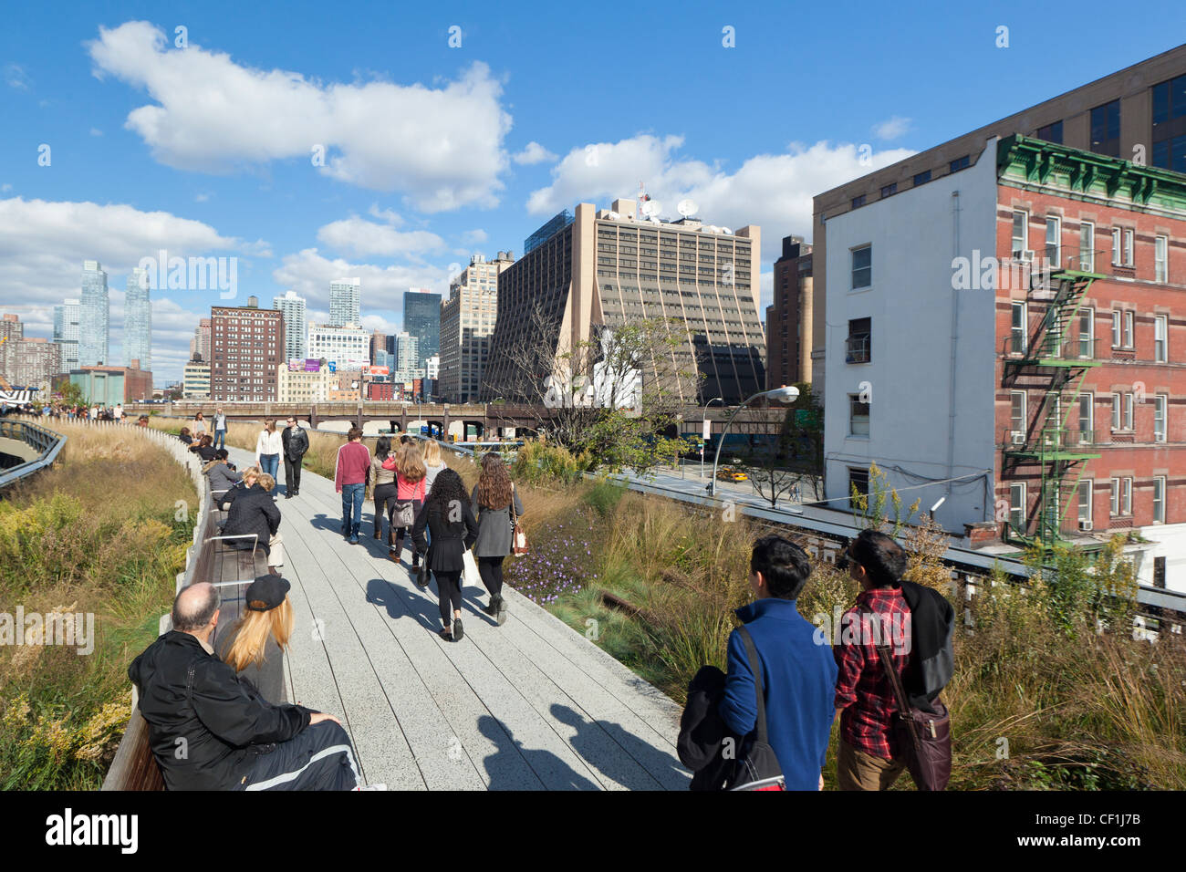 People walking on the High Line, Lower West Side, New York, United ...