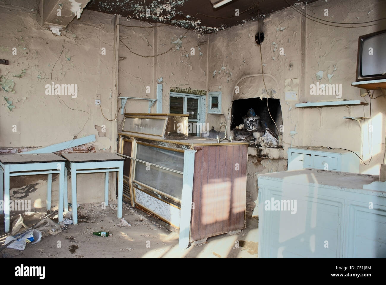 Detail images from a traditional restaurant that was abandoned after a ...