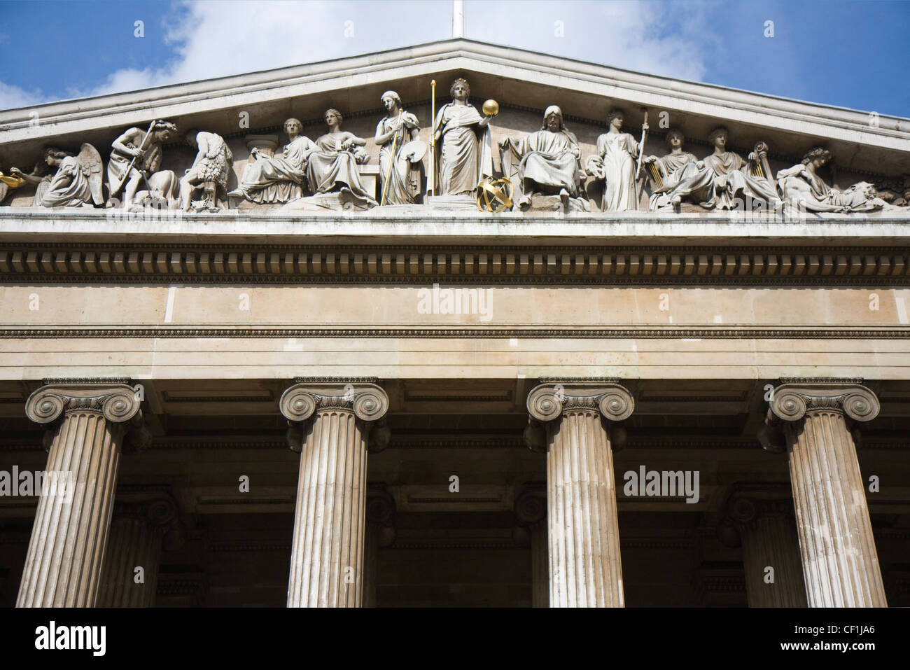 The Greek Revival facade of the entrance to the British Museum on Great ...