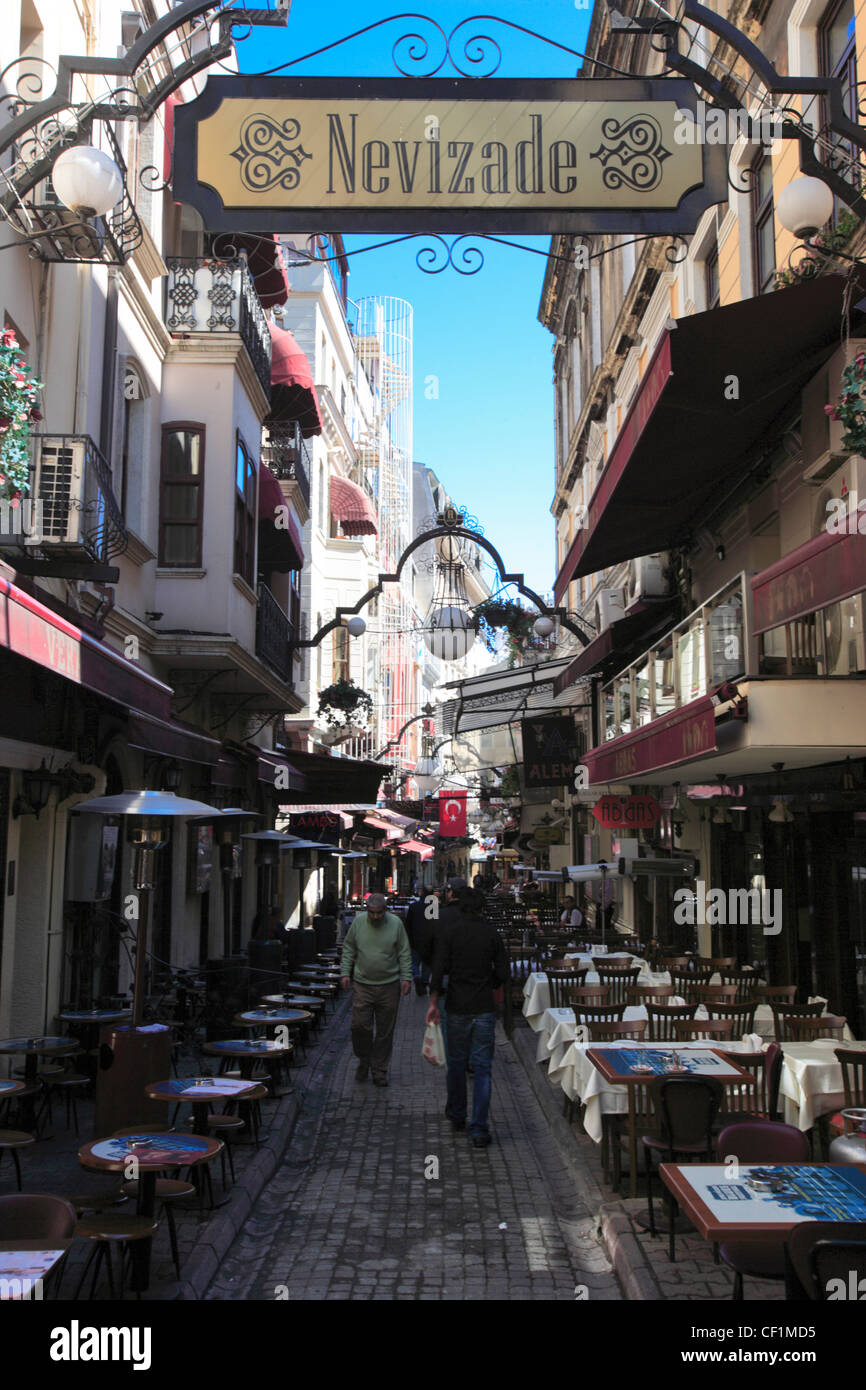 Restaurants in Nevizade Street, Beyoglu district, Istanbul, Turkey ...