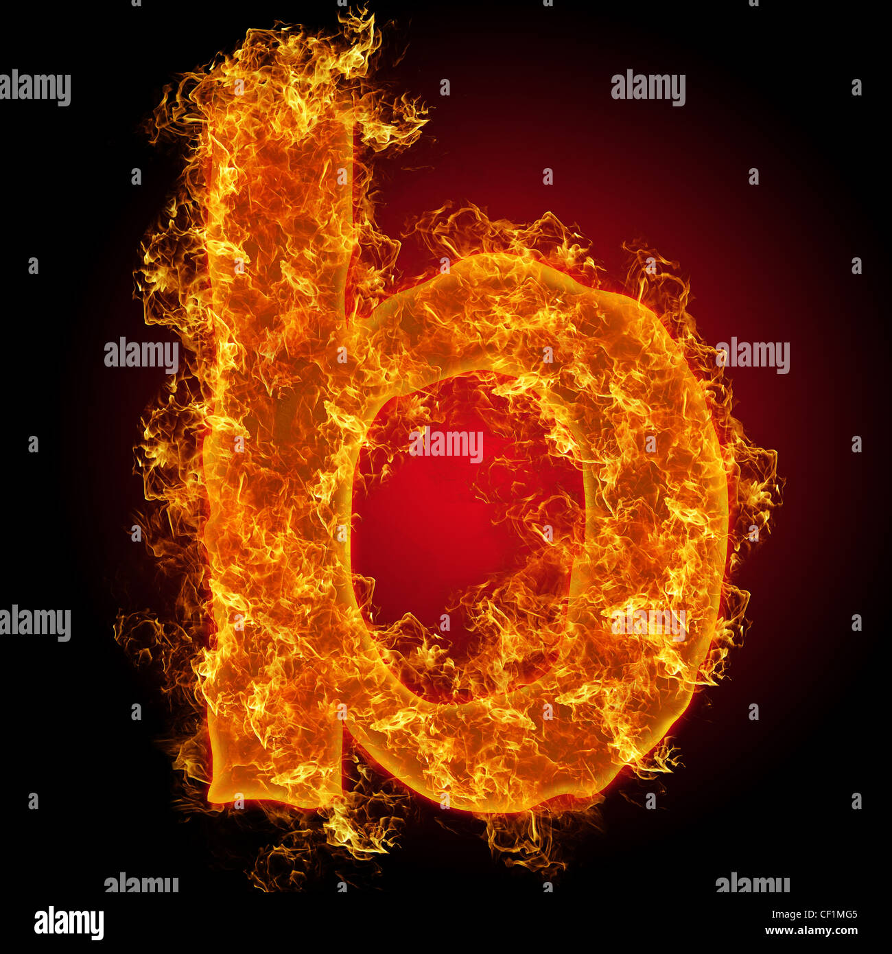Fire small letter "b" on a black background Stock Photo - Alamy