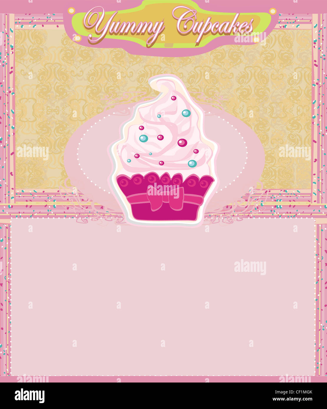 Vintage card with cupcake Stock Photo - Alamy