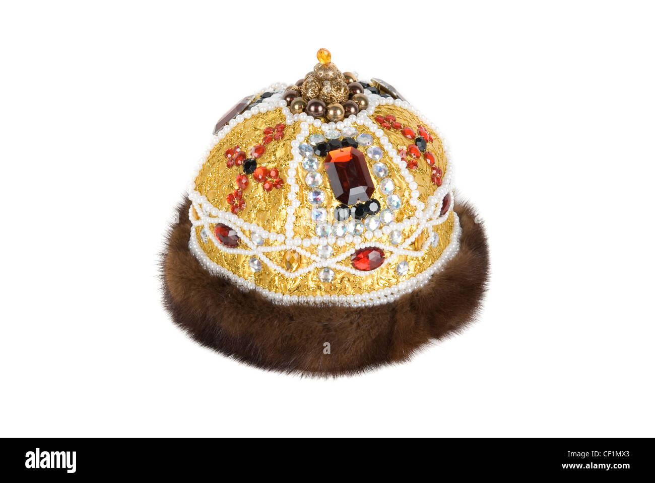 Regal kings fur crown isolated on a white background Stock Photo - Alamy