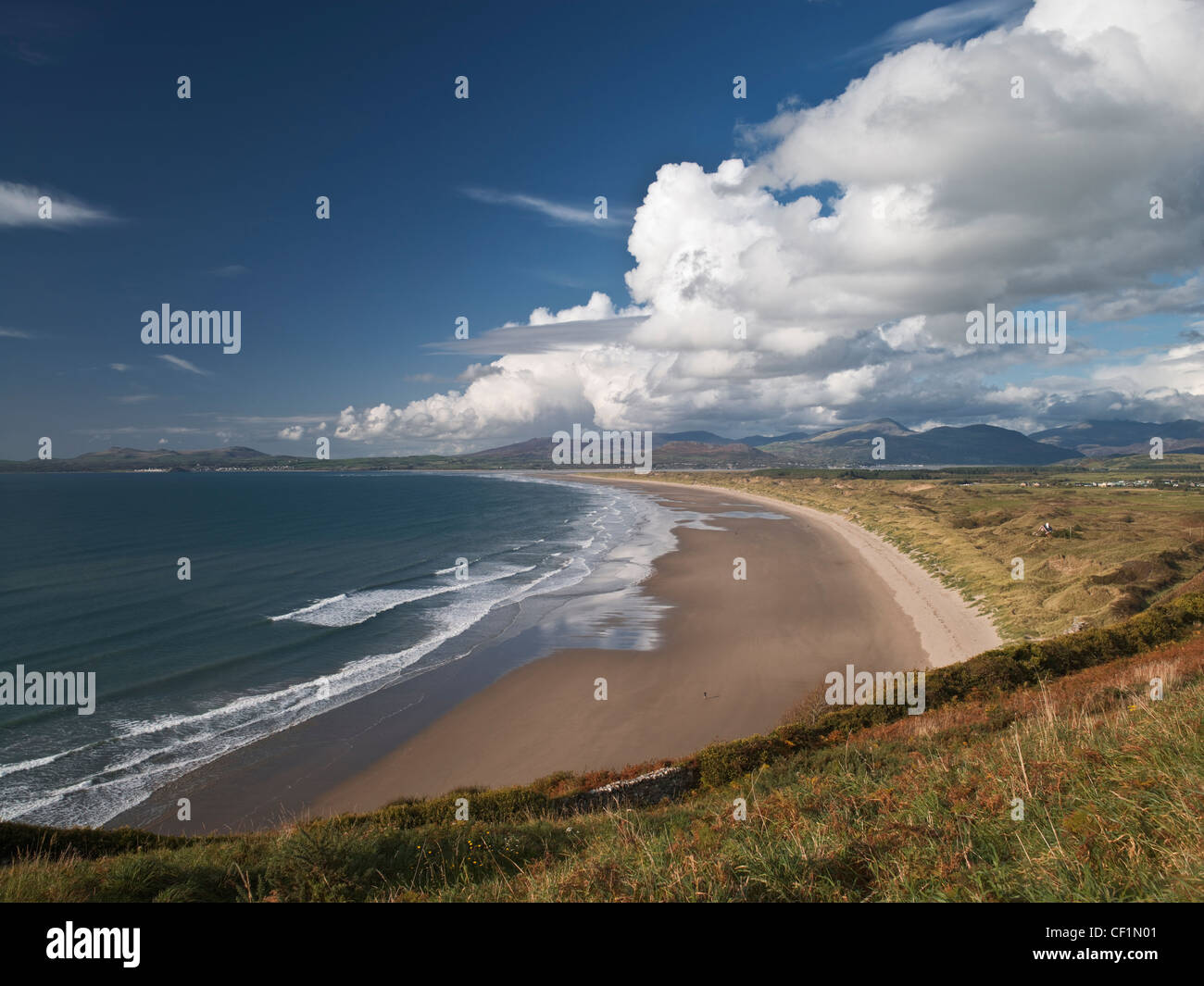View of Harlech Beach from Allt-y-Mor Stock Photo - Alamy
