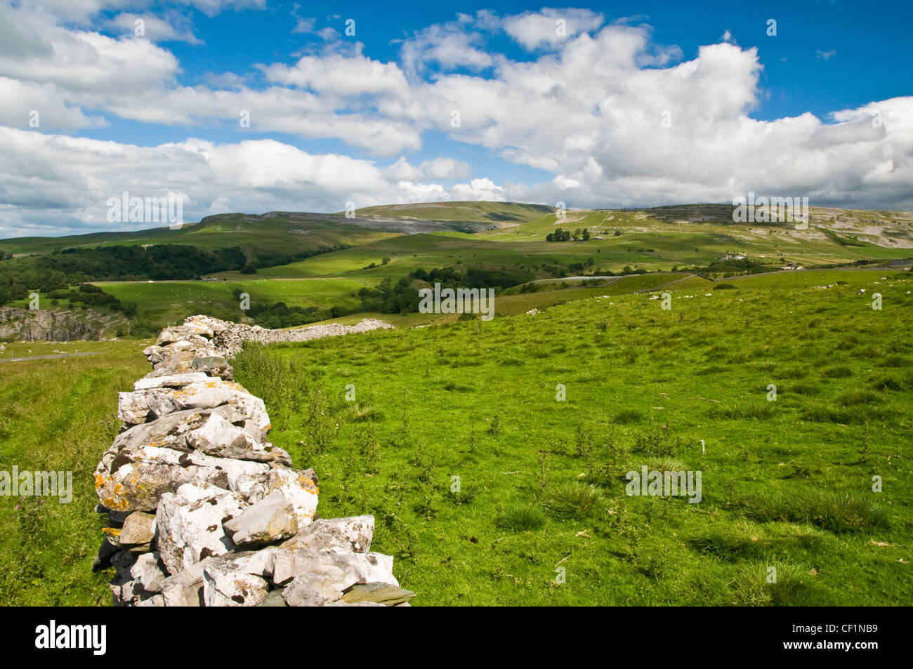 Traditional dry stone wall just outside Ingleton in the Yorkshire Dales ...