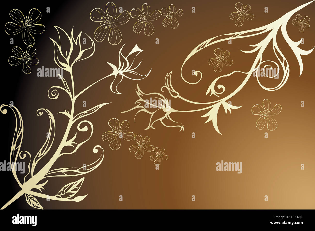 Golden floral design - Illustration with room for text Stock Photo - Alamy
