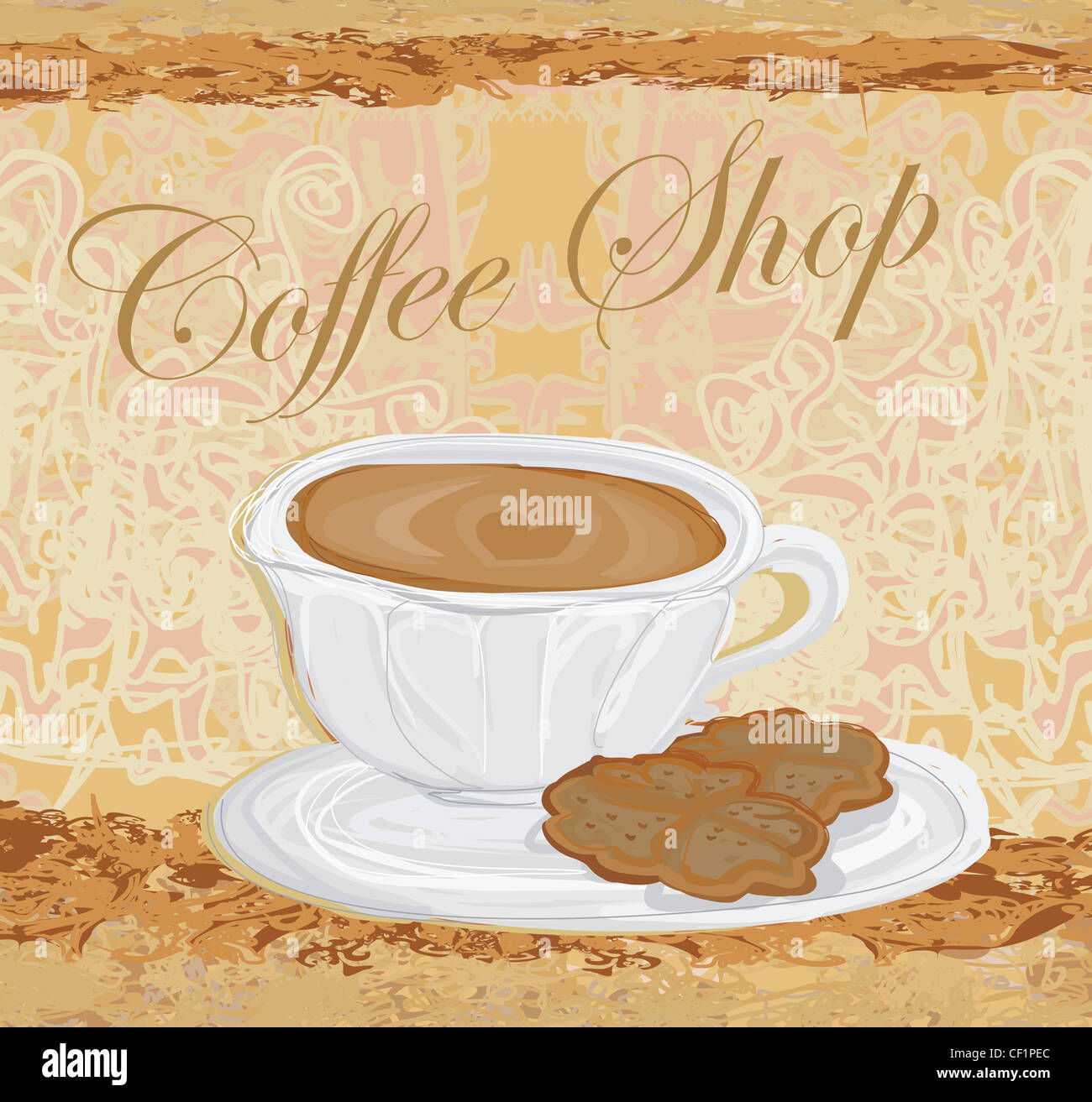 Cup of coffee with abstract design elements Stock Photo - Alamy